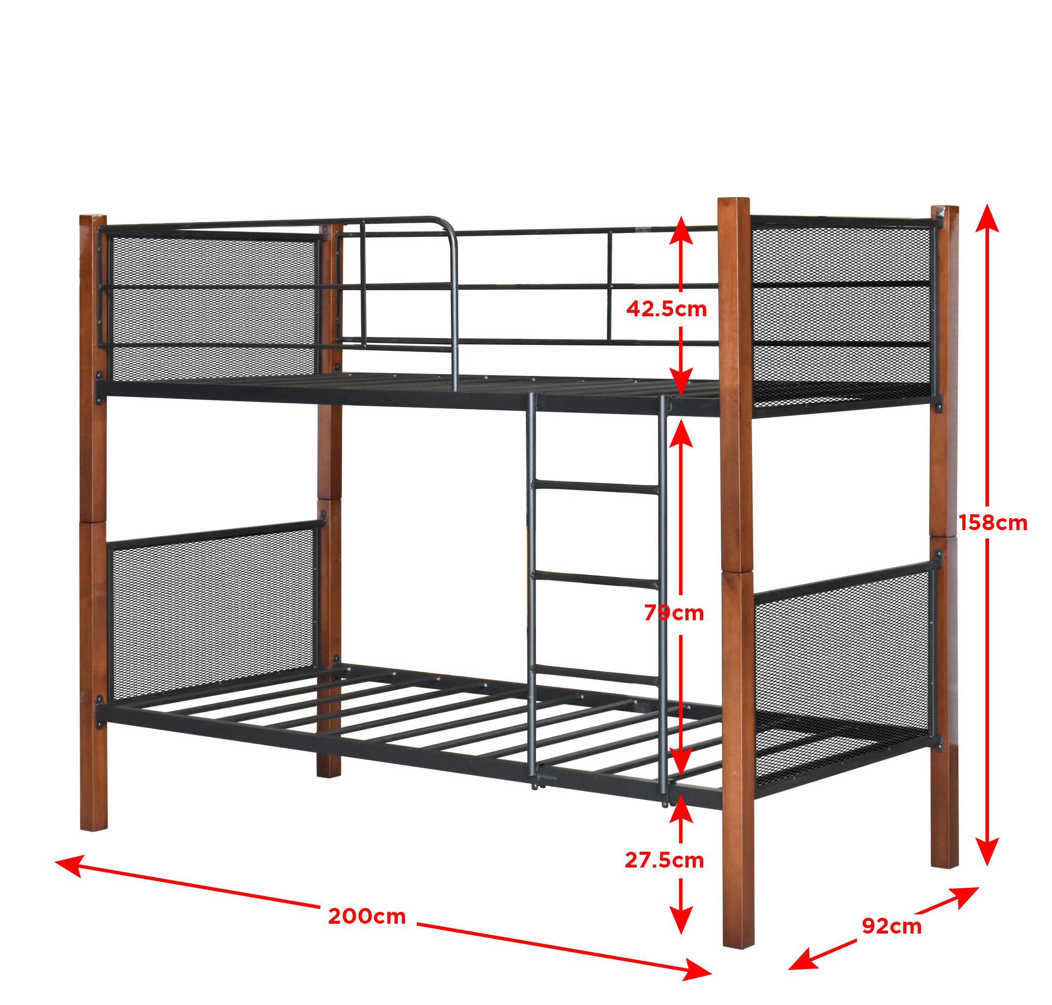 Standard double deck bed size store